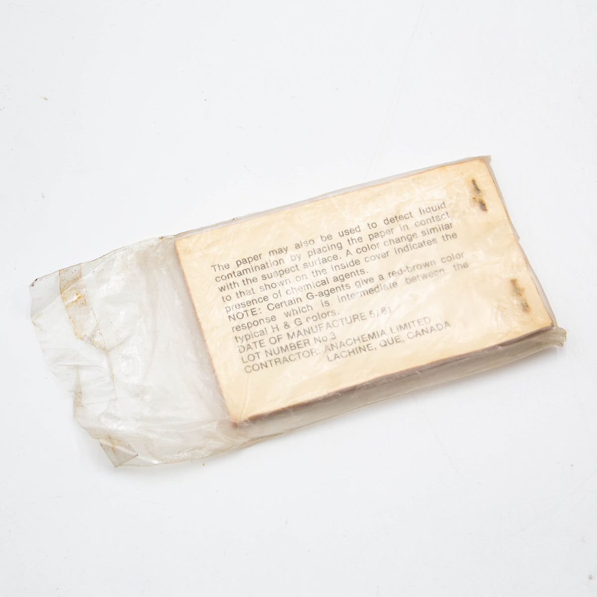 1981 Dated US Military M8 Chemical Agent Detector Paper – Omega Militaria