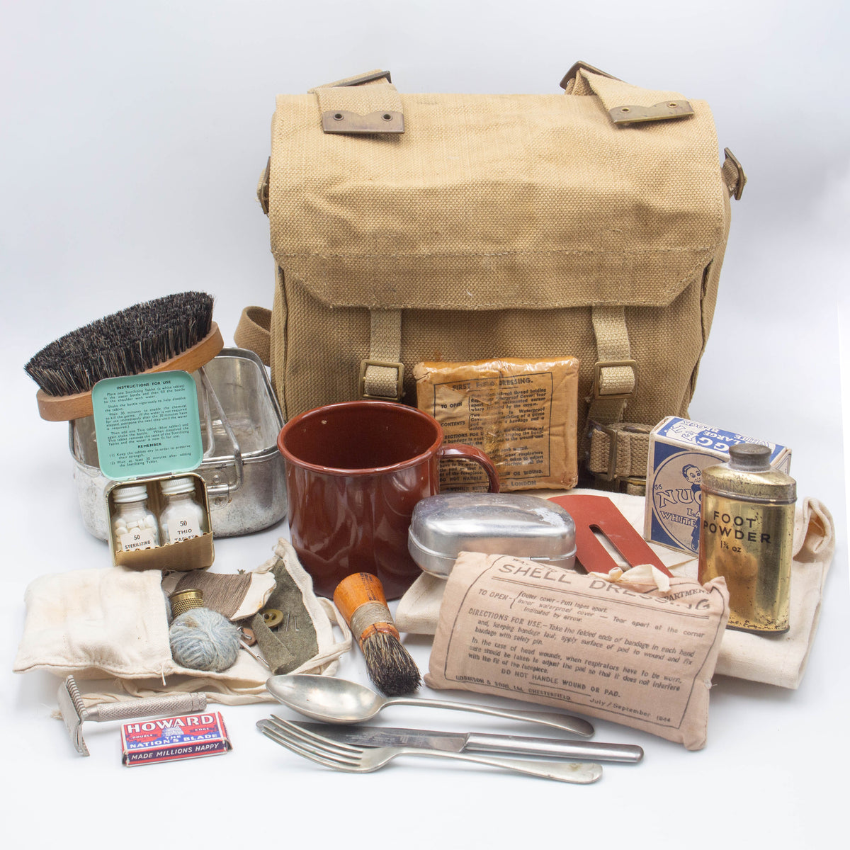 40s WW2 Vintage British Army Small Pack w/ Personal Effects – Omega ...