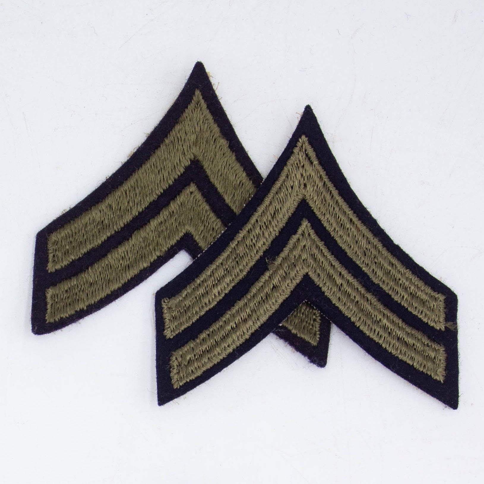 NOS 40s Vintage US Army Corporal Rank Patch Set – Omega Militaria
