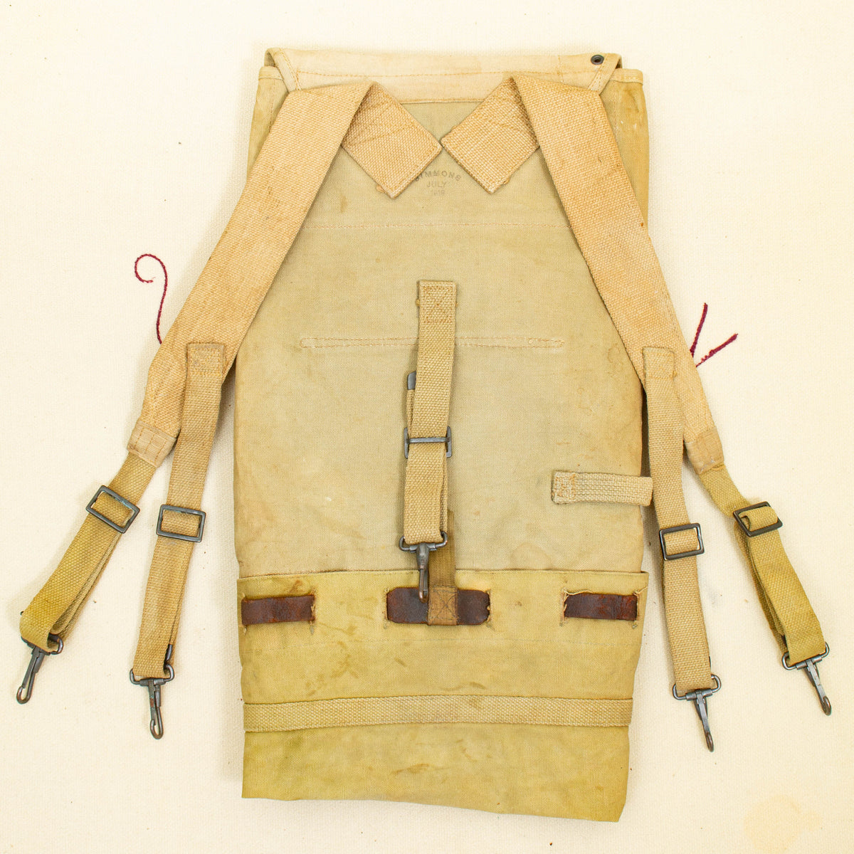 1918 Dated WWI US Army M1910 Doughboy Pack / Haversack w/ Meat Can Pou ...